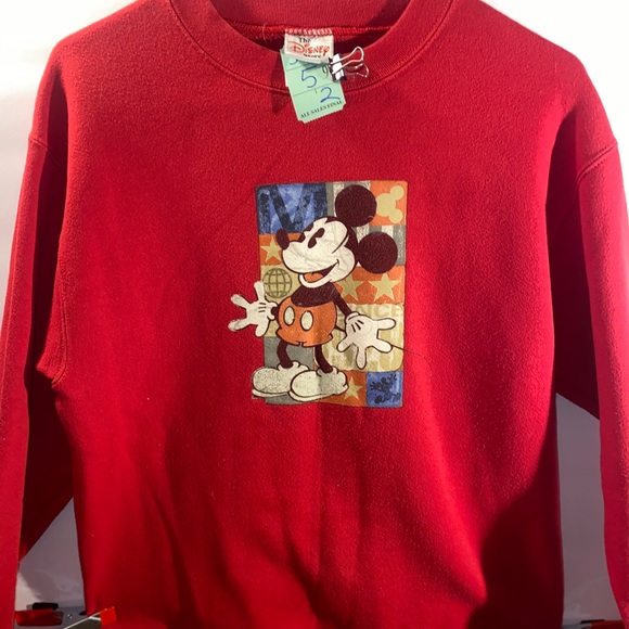 Disney | Sweaters | Red Vintage Mickey Mouse Crewneck Sweater | Poshmark